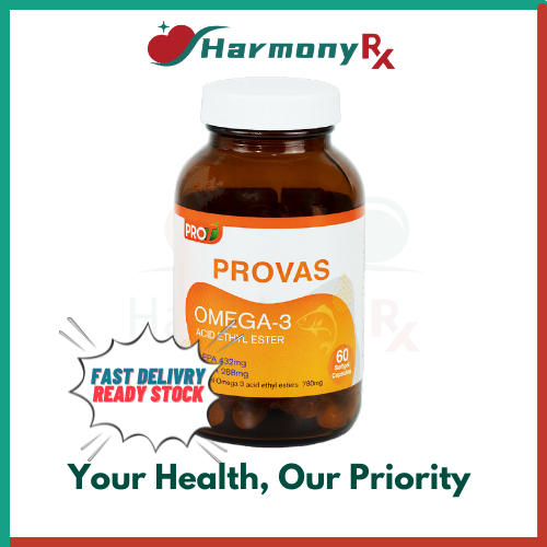 [Ready Stock] PROVAS Omega-3 Fish Oil DHA EPA (60 Soft-gel Capsules ...