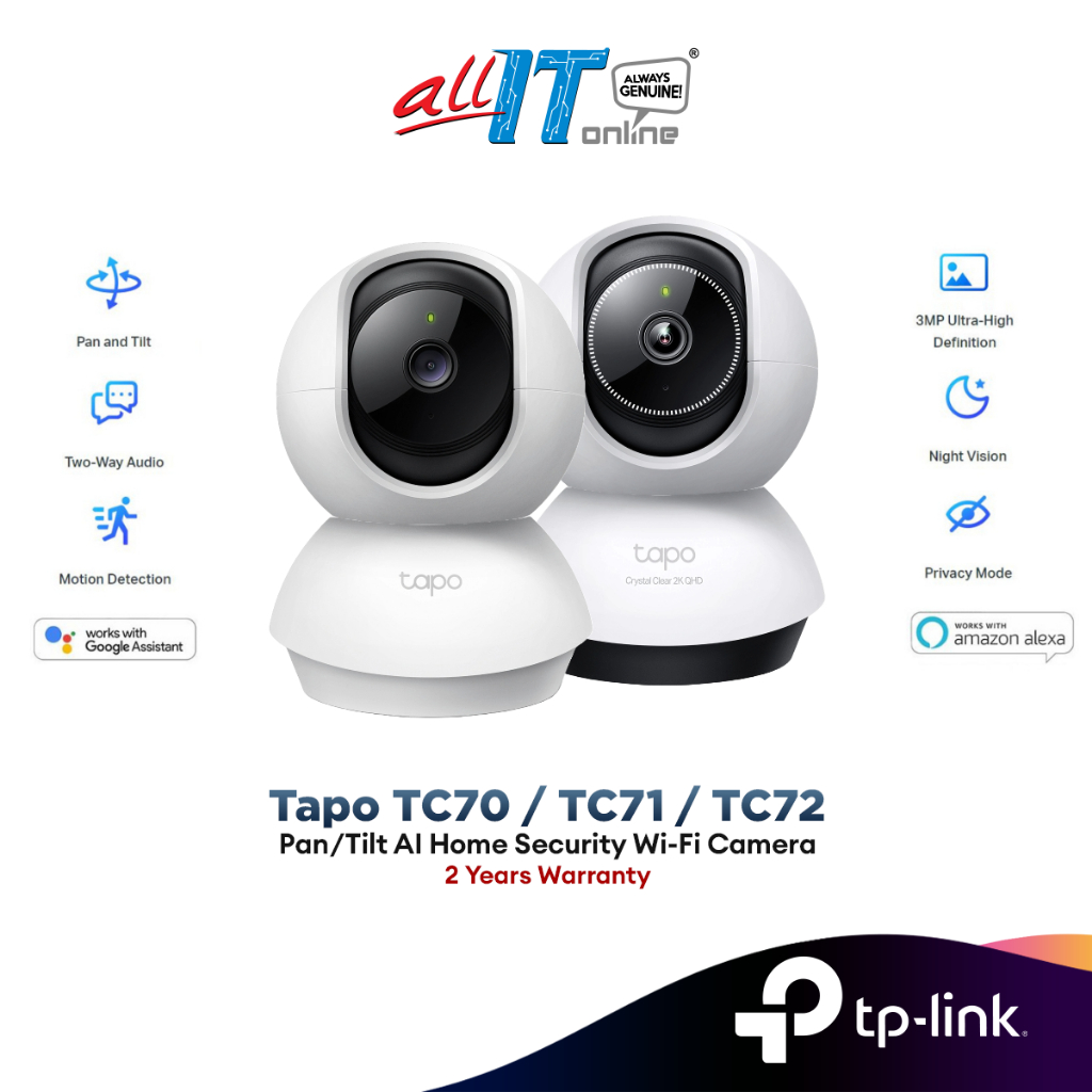 TP-Link Tapo TC70 / Tapo TC71 / Tapo TC72 Pan & Tilt WiFi Home Security IP Camera | C200 C210 ...