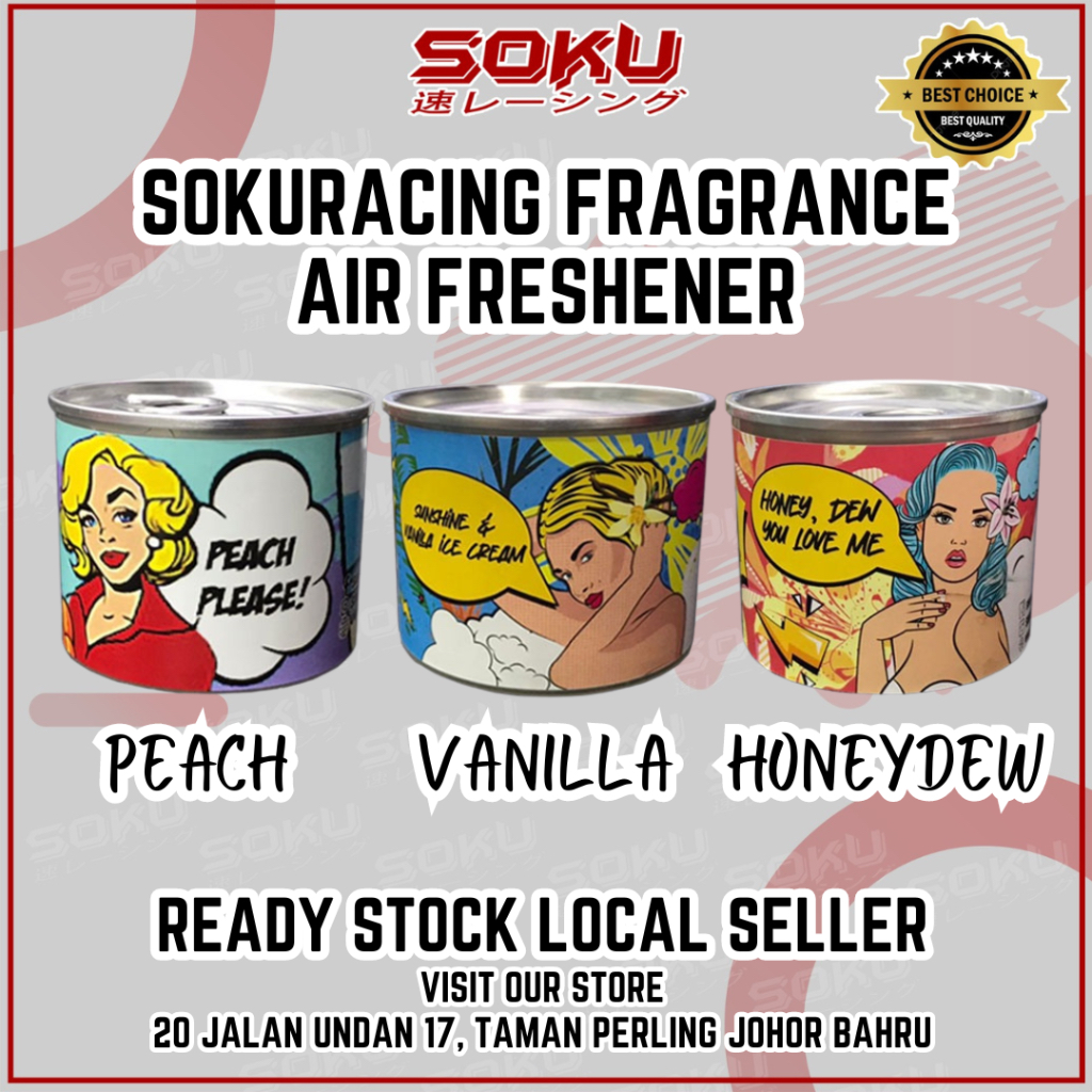 PERFUME AIR FRESHENER KERETA VIRAL: SOKURACING PEACH, VANILLA ...