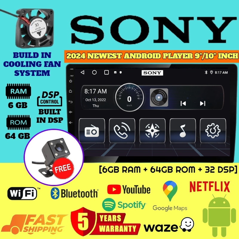 [6GB RAM+64GB ROM] SONY Style Android Player 9"10 inch Quad Core Car ...
