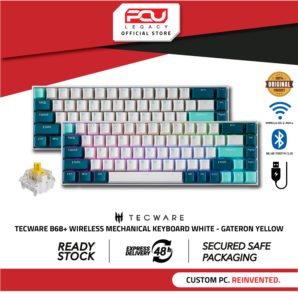 Tecware B68+ Wireless Mechanical Keyboard White - Gateron Yellow ...