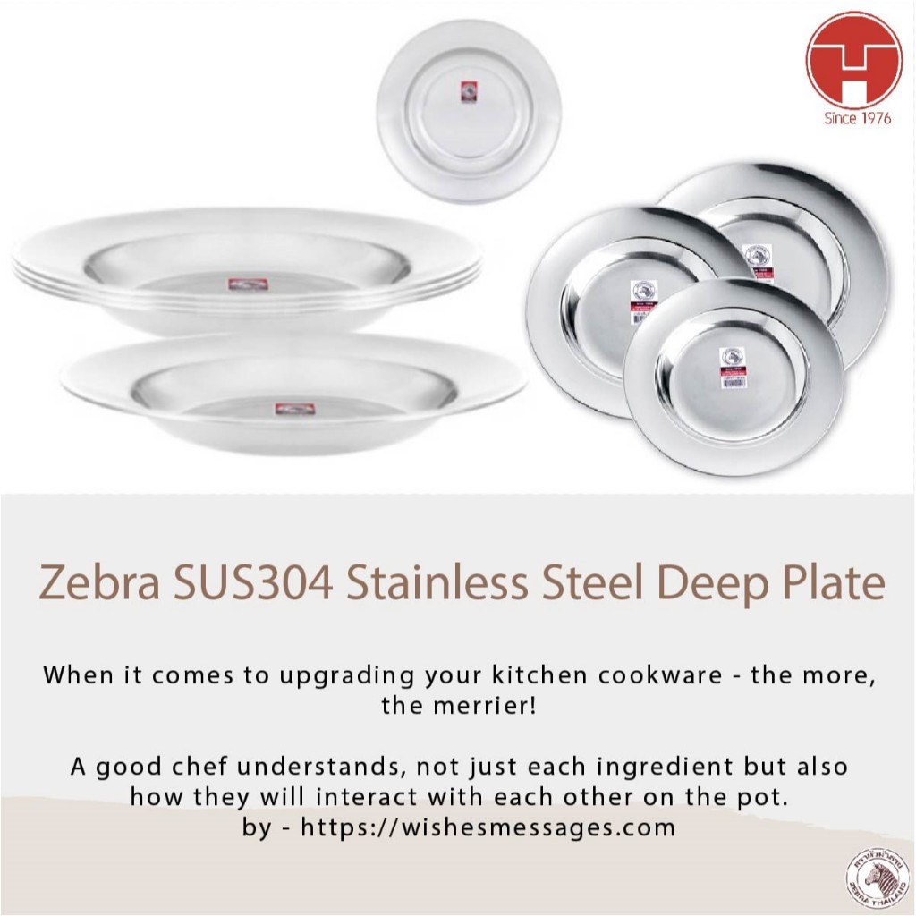 Zebra SUS304 Stainless Steel Deep Plate 7'' / 8˝ / 9˝ 斑马盘，碟子, 饭碟 , deep ...