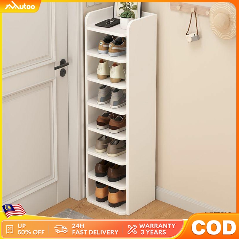 MT Shoe Rack Rak Kasut Kayu Multi-layer Narrow Shoe Cabinet Space ...