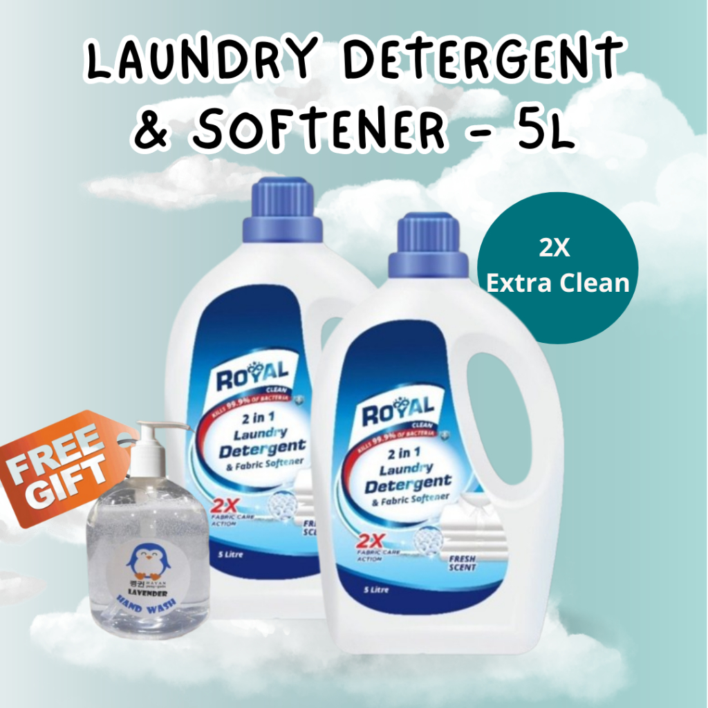 5L Royal Clean Antibacterial Laundry Detergent 5Litre with softener ...