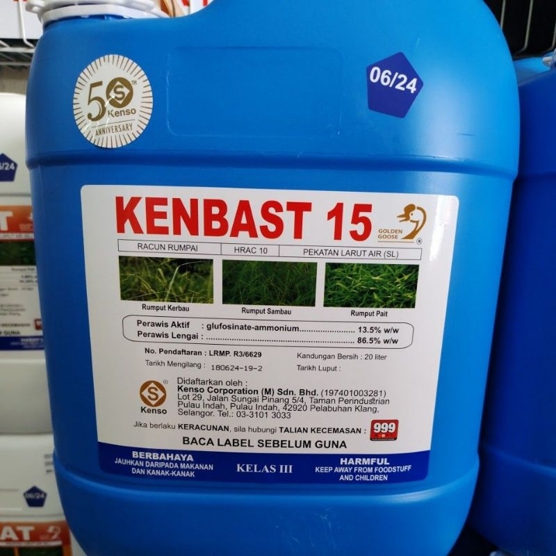 KENBAST 15 KENSO 20L Glufosinate Ammonium 13.5 % Racun Sentuhan Untuk ...