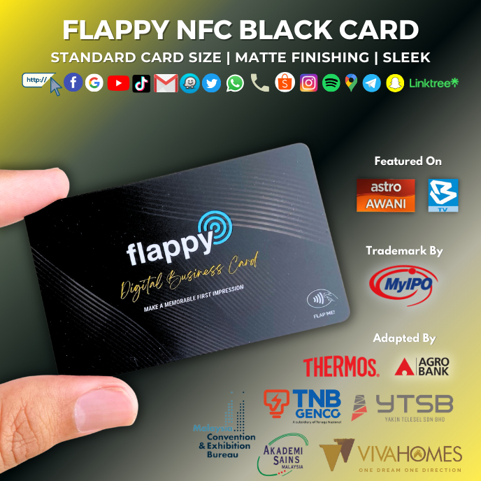 Flappy NFC Digital Business Card (Black) | Shopee Malaysia