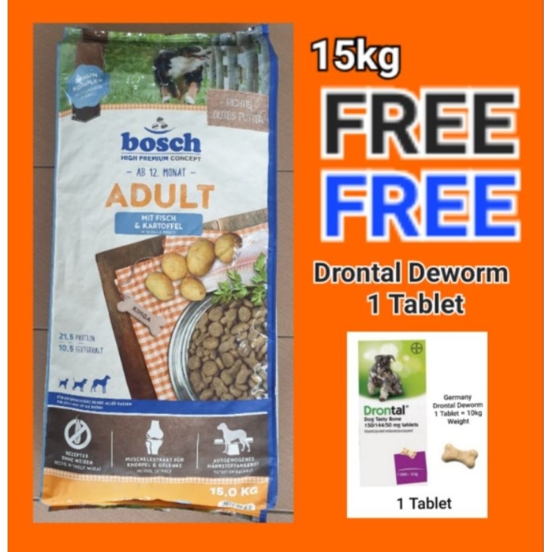 Exp:2025 Aug / 15kg Bosch Adult Fish & Potato Mit Fisch Chunk Bits 27 ...