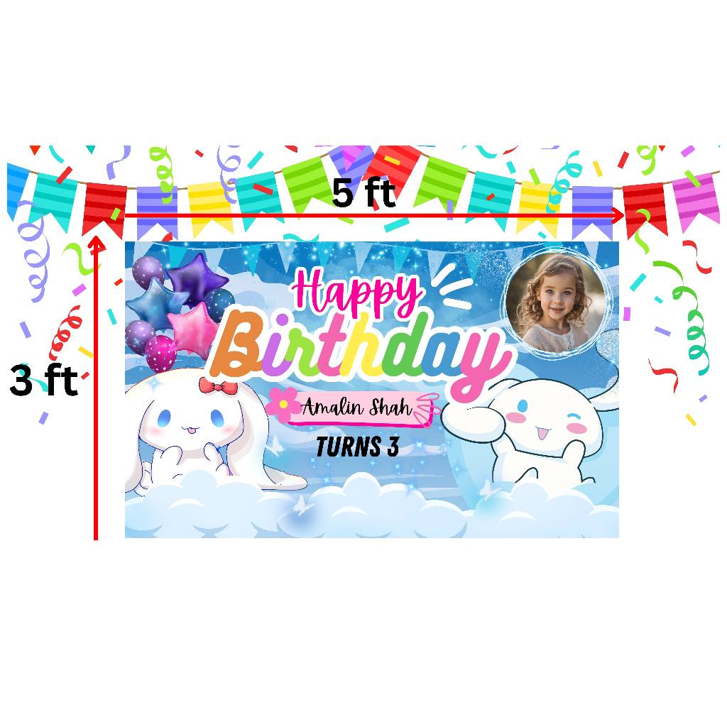 CINNAMOROLL Banner Birthday 3'x5' Free 4 Lubang | Shopee Malaysia