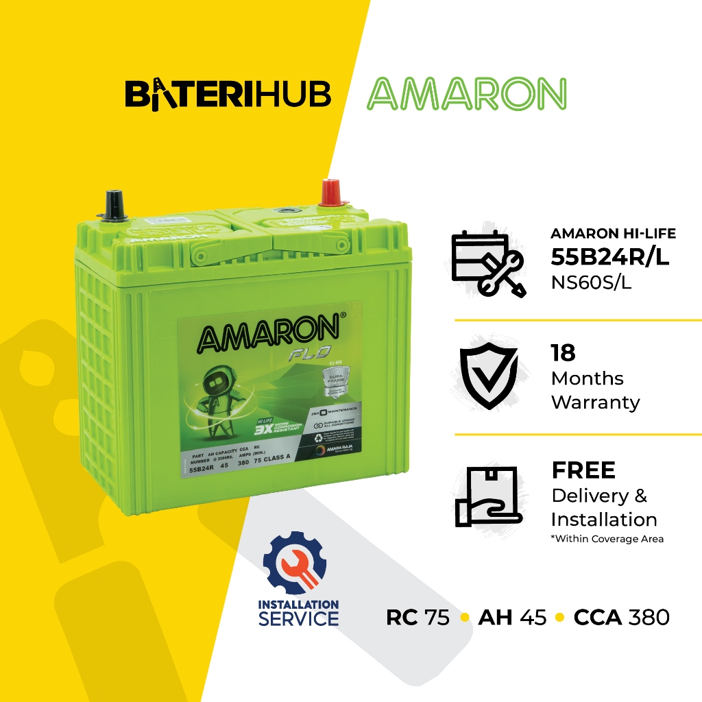 [Installation Provided] 55B24R/L Amaron FLO ( Hi-life ) | Car Battery NS60S NS60L BateriHub ...