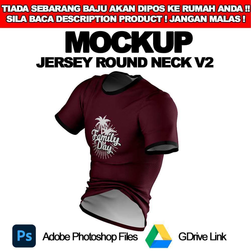 [V2] Jersey Round Neck Short Sleeve Male Front View Mockup for ...
