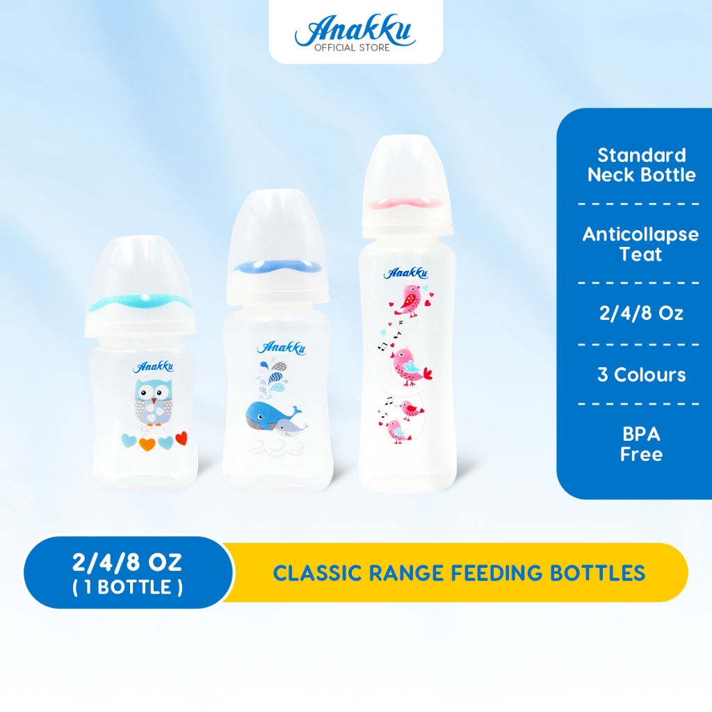 Anakku (2oz/4oz/8oz) Standard Neck Feeding Bottle Botol Susu with ...