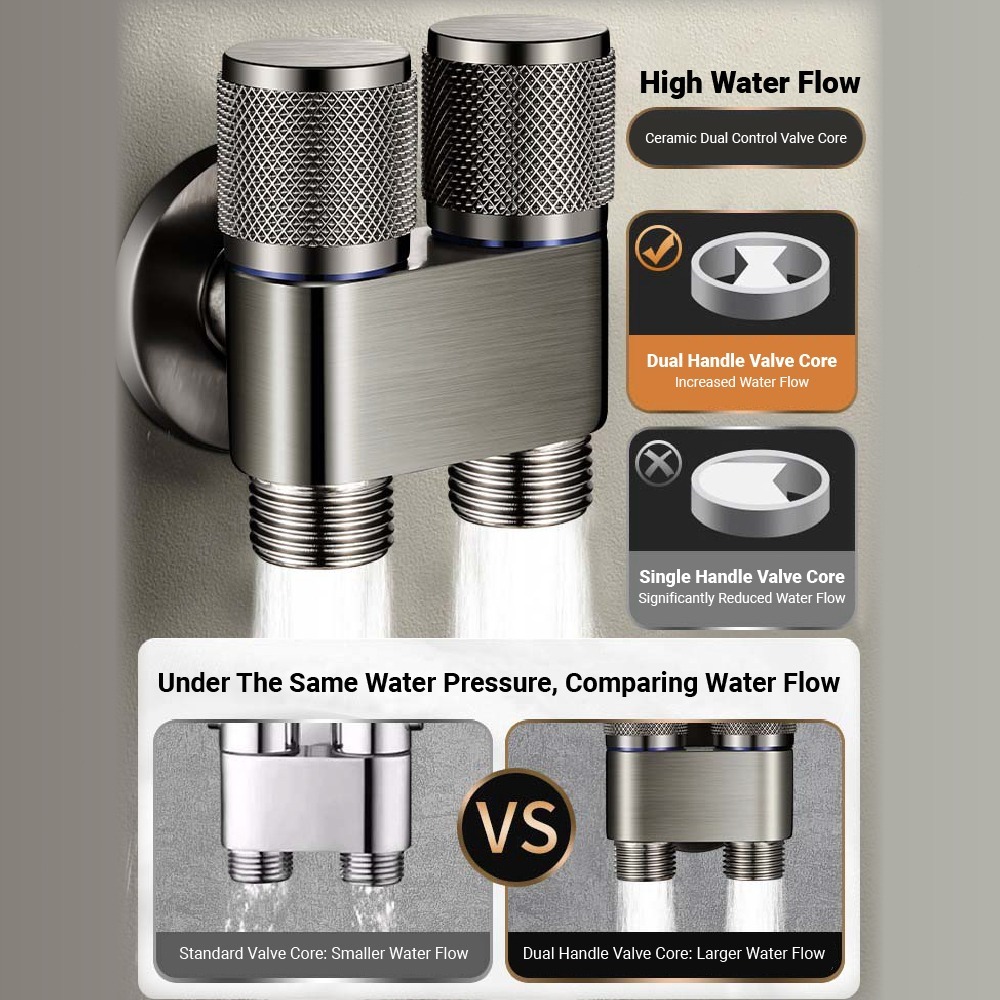 Dual Control Two Way Stop Angle Valve Brass Material Bathroom Toilet ...