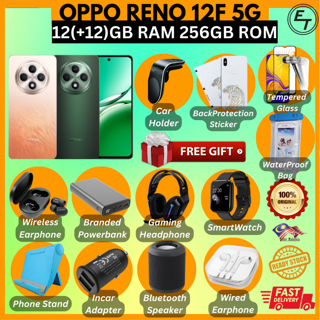 🔥OPPO RENO 12F 5G🔥【12(+12)RAM 256GB ROM】🎁Free Gift 🎁 MySet🔥NEW MODEL🔥 ...