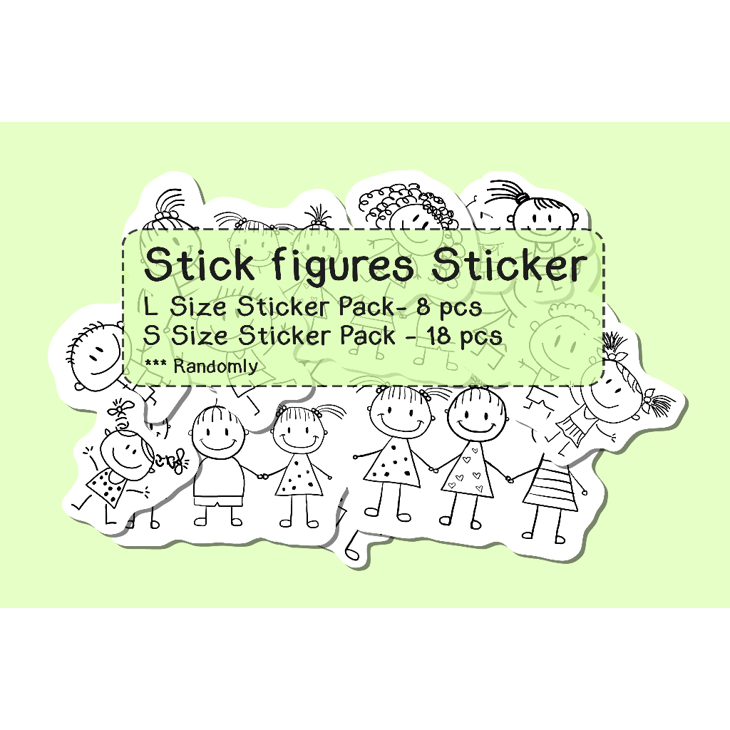 18 pcs/Set Mixed Stick Figures Waterproof Sticker Packs ( Waterproof ...