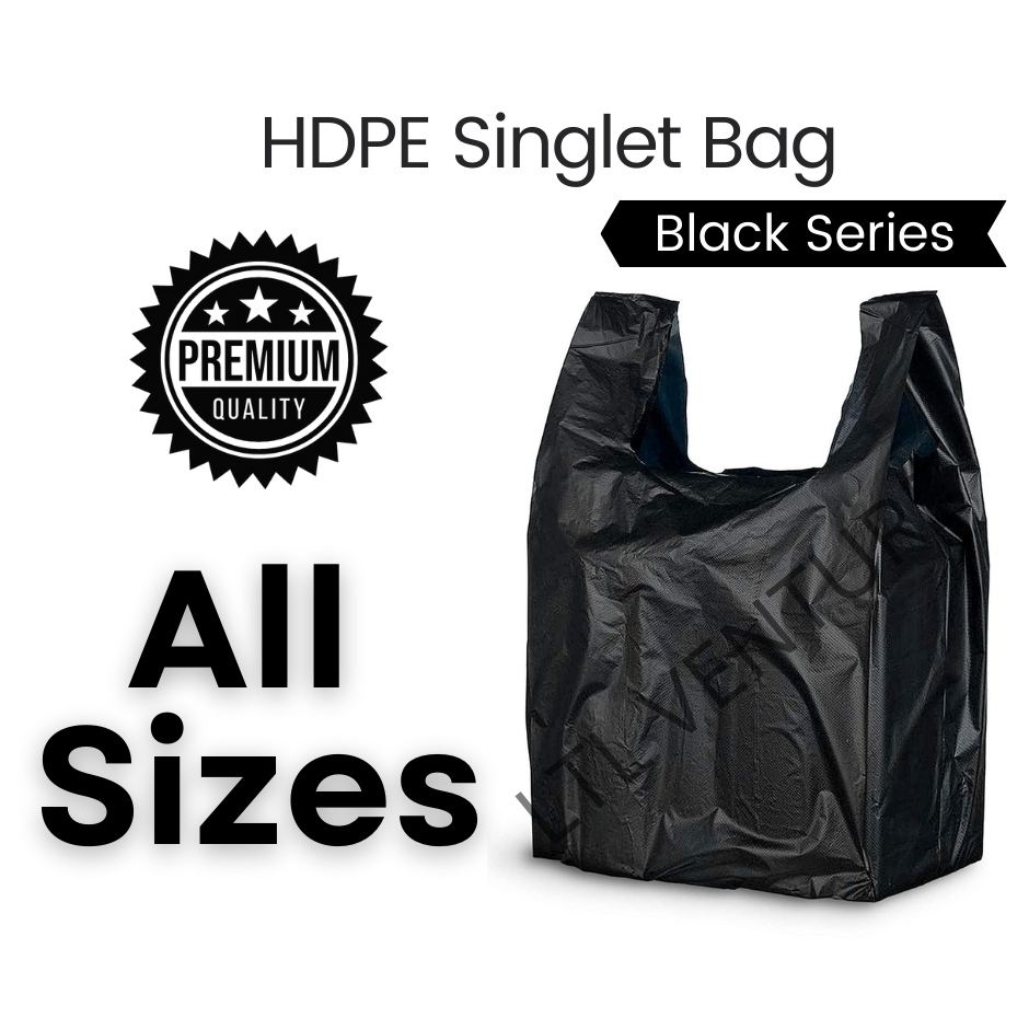 ⚫BLACK ABC Singlet Thick/High Quality Plastic Bag/TShirt 9X13(10)/12X13 ...