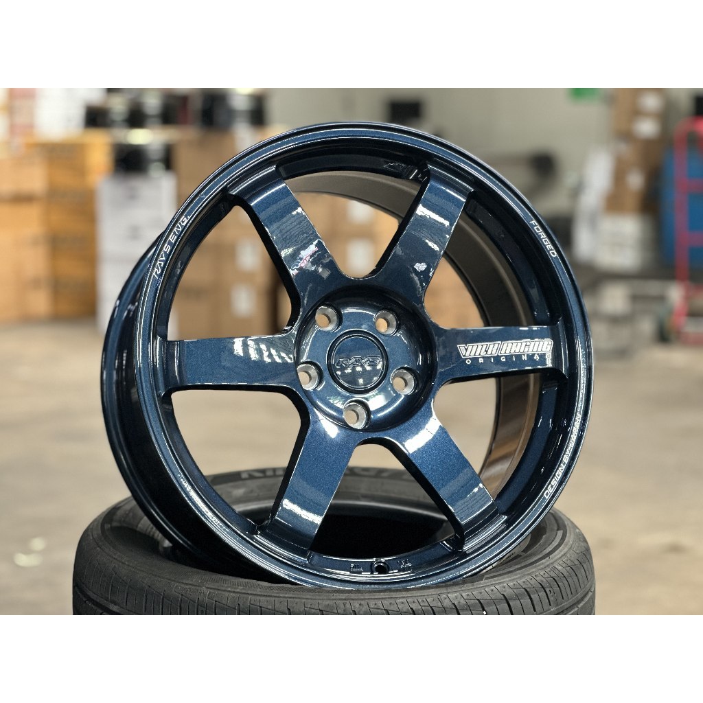 NEW 18X8.5J AOW TE37 Saga Rim (set of 4) 5X114.3 Blue for Civic Camry Lancer CX3 CX30 CX5 X50 ...