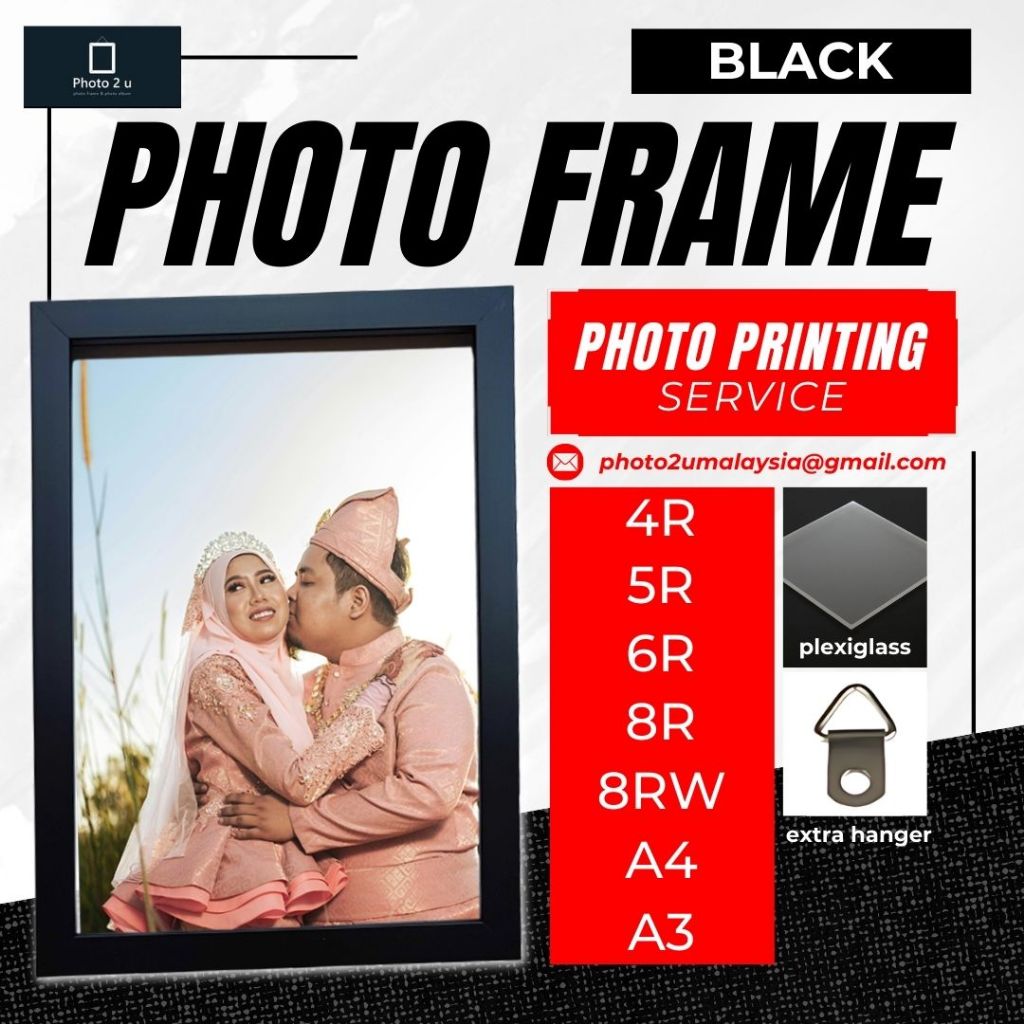 Black Wood Frame 4R 5R 6R 8R 8RW A4 A3 Photo PVC Sheet Frame ...