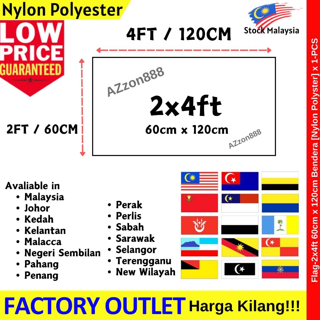 Bendera Malaysia Negeri State Flag All Malaysia Nylon Polyester #Malaysia #Negeri#Flag #2x4ft ...