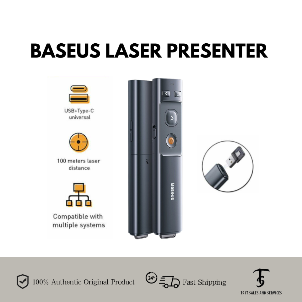 Baseus ACFYB-0G Orange Dot Dual Mode USB and Type-C Wireless PPT Pen ...