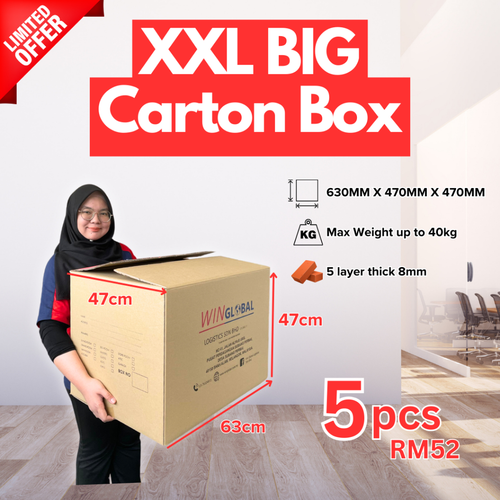 Kotak pindah besar box 5 pcs XXL heavy thick material. XXL Big moving ...