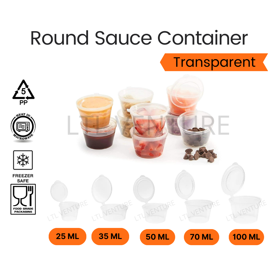 25/35/50/70/100ml Round Container Hinged Lid 50/100Pcs± Food Sauce ...