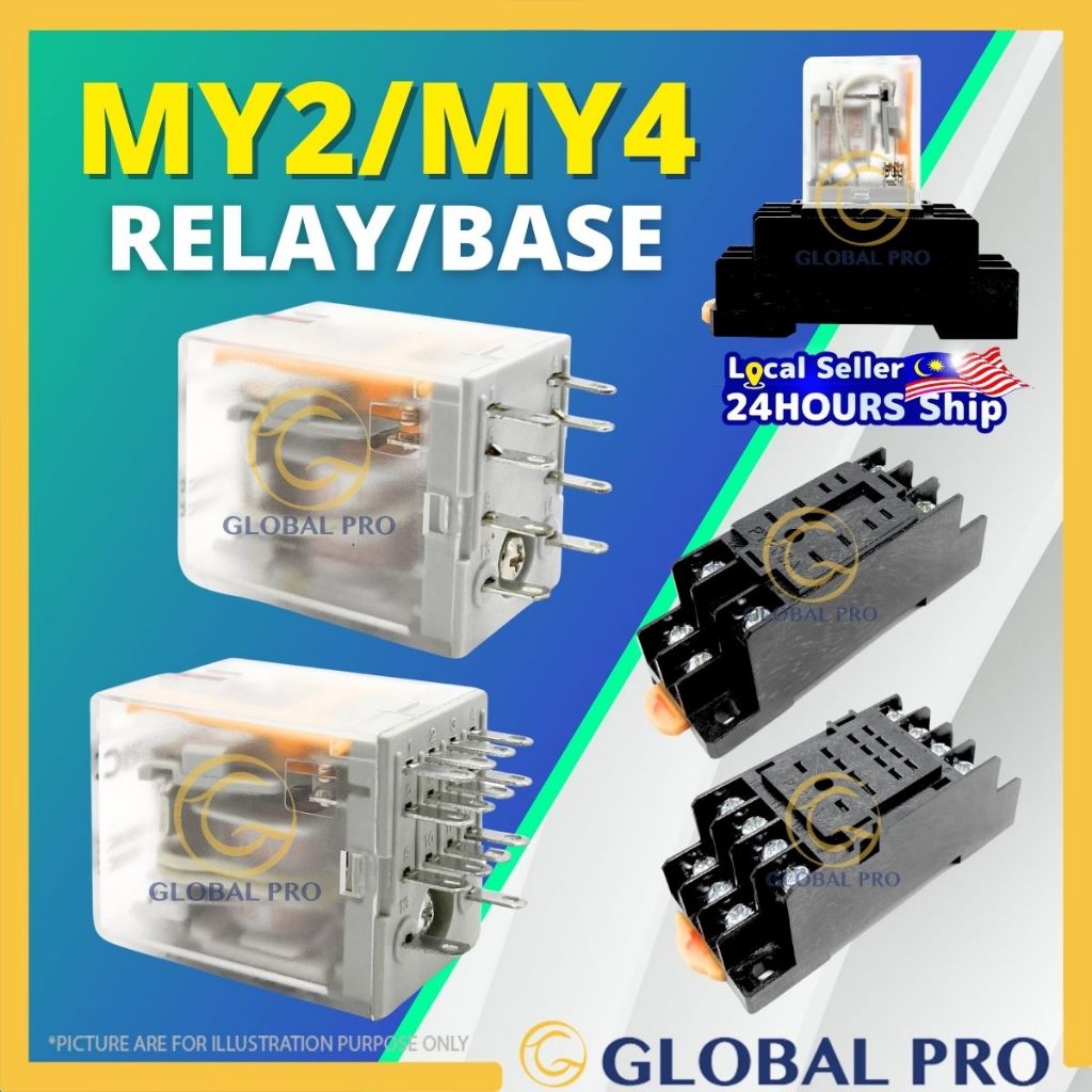 MY2 MY4 Relay Socket Relay Base Electronic Component Coil Voltage 8 Pin ...