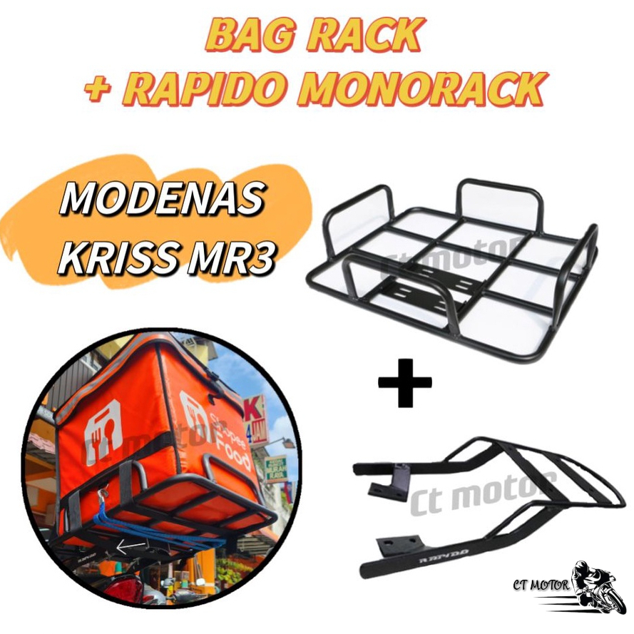 ct motor MODENAS KRISS MR3 Rapido Monorack + Beg Penghataran Besi Rak ...