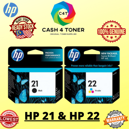 Genuine HP21/ HP22/ HP 21/ HP 22 BLACK/ COLOR ORIGINAL INK CARTRIDGE ...