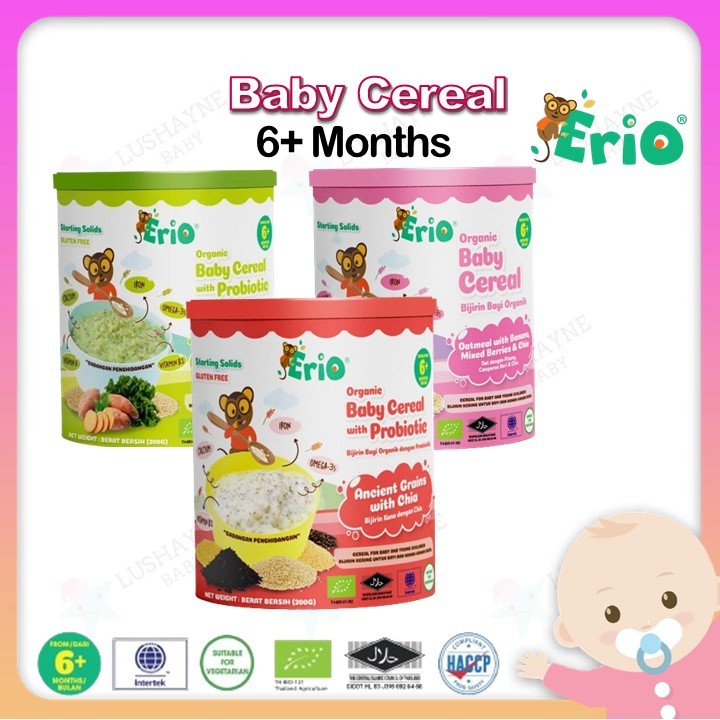 ERIO Organic Baby Cereal with Probiotics 6 Months + 200g Bubur Oat Bayi ...