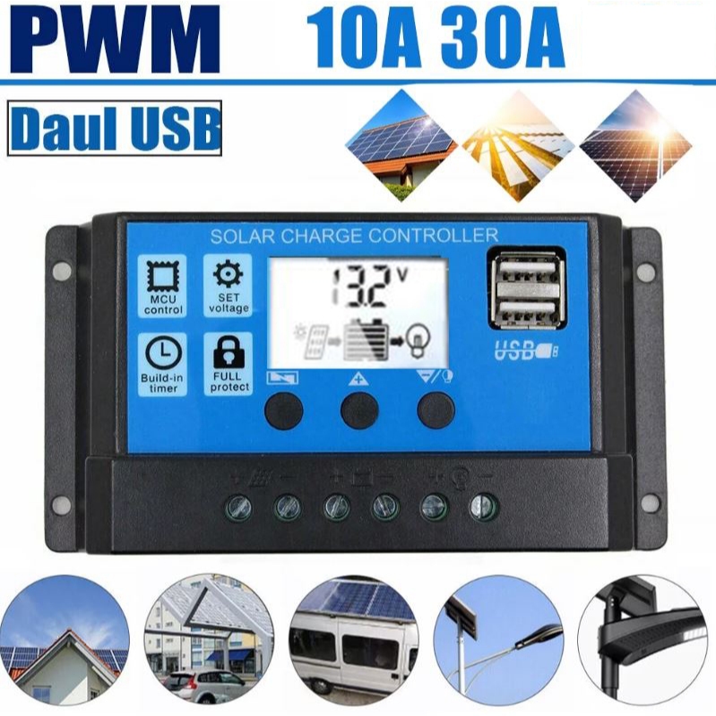 Ready Stock Dual USB LCD Display PWM Solar Panel Controller Battery ...