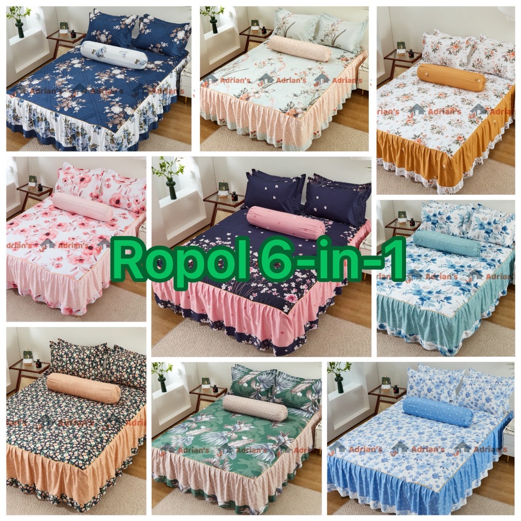 Set Cadar Ropol 6-in-1 KING/QUEEN Berkualiti Tinggi Gaya Baru termasuk ...
