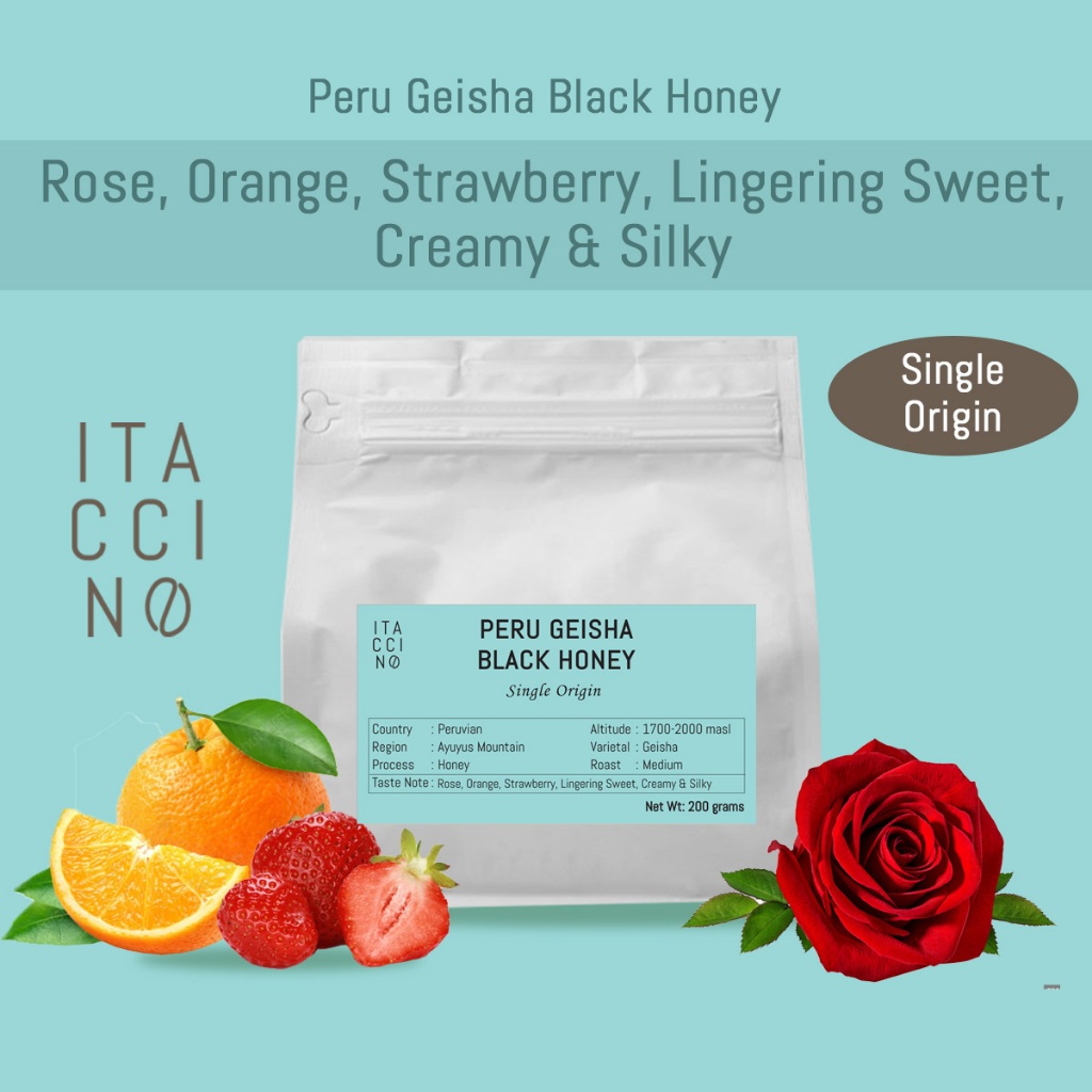 Itaccino Caffe | Peru Black Honey Geisha | SPECIALTY SOE Coffee Bean ...