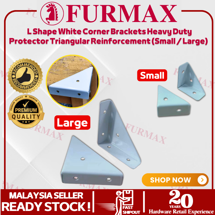 【FURMAX】(1pcs ) L shape White Corner Brackets Heavy Duty Protector ...