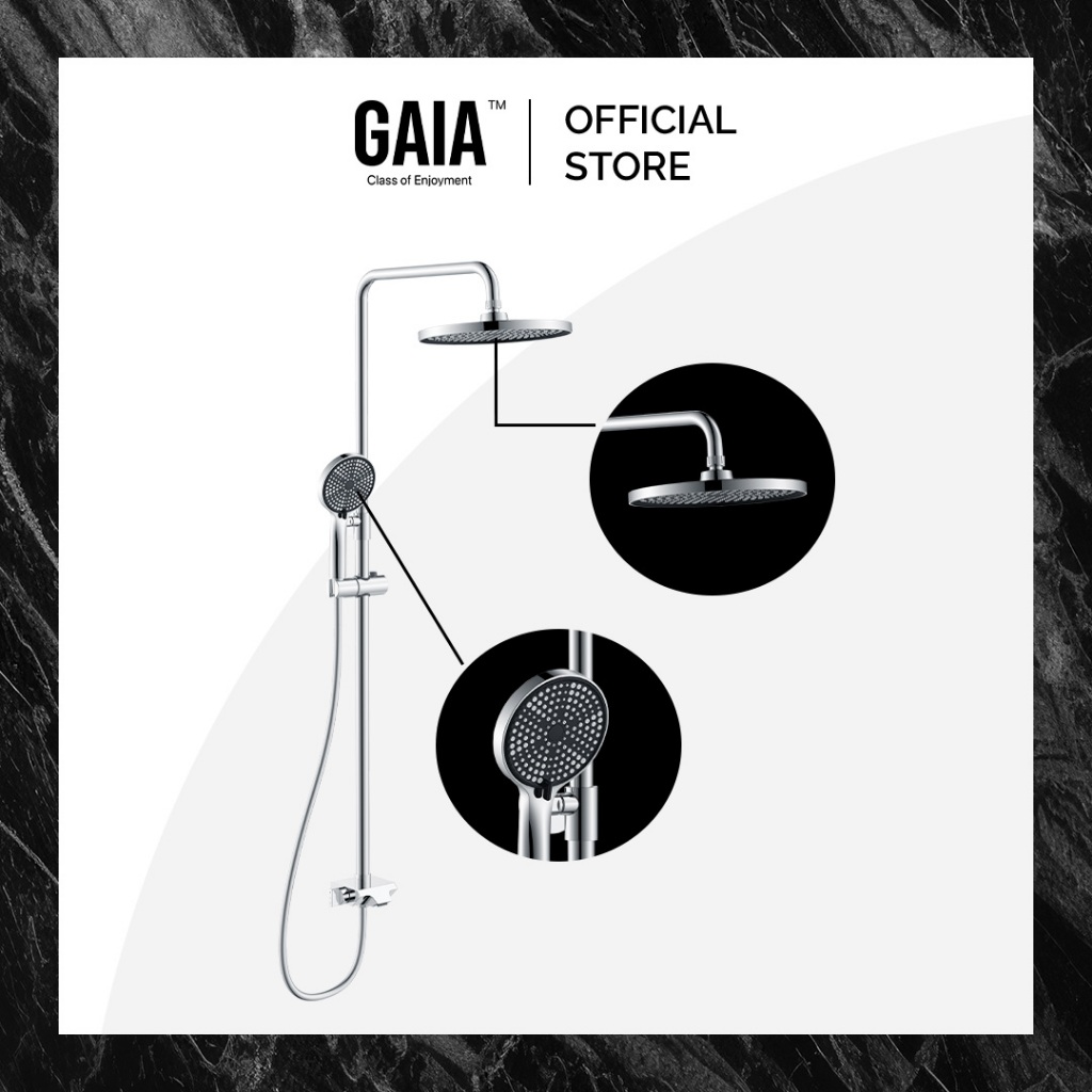 GAIA - 3 Way Exposed Shower Set With Piano Key Function (JKSS-885) Chrome GM BL Multifunctional ...