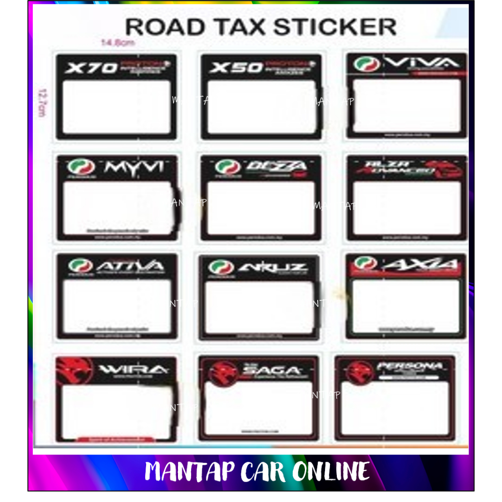 Car Road Tax Roadtax Sticker R3 PROTON PERODUA ADVAN NISSAN IMPUL ...