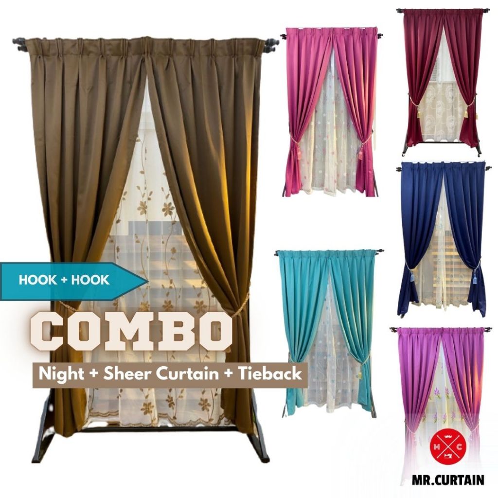 MR.CURTAIN COMBO Set Curtain (HOOK+HOOK) / Set Langsir Siap Jahit ...