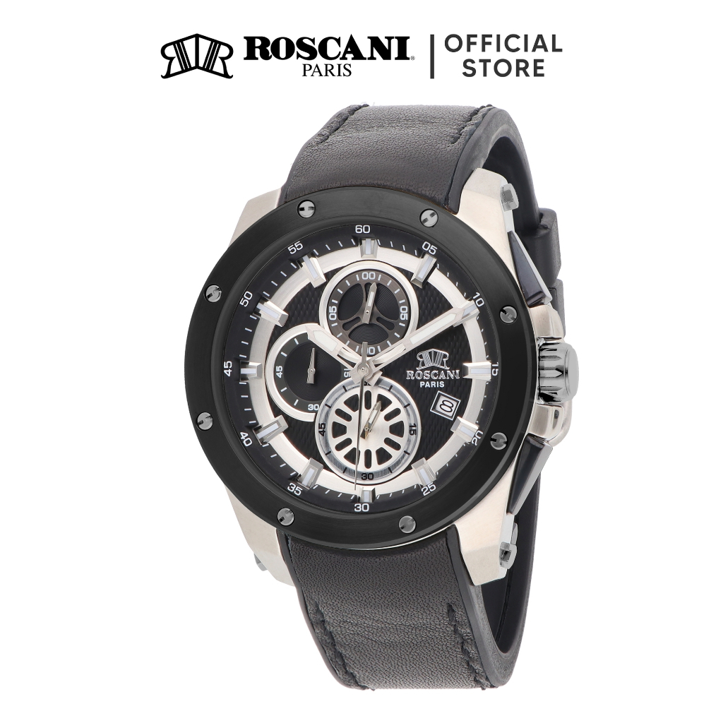 Roscani Paul 988 Leather Men Watch - Chronograph + WR10ATM | Analog ...