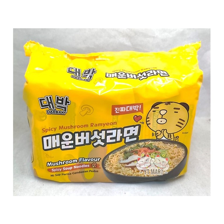 DAEBAK Spicy Mushroom Ramyeon Noodles (5 x 103g) | Shopee Malaysia