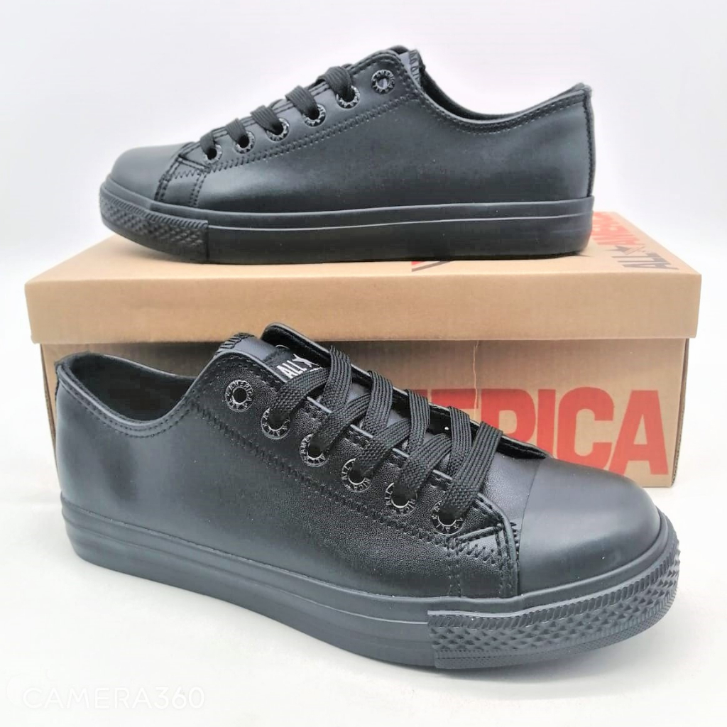 [SIZE 32-45] All America Full PVC Waterproof Unisex Black School Shoes ...