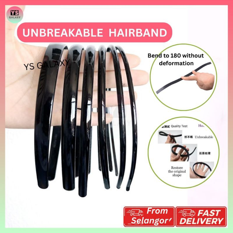 YS GALAXY Men & Women 【Unbreakable】 Black Hairband Headband Cekak ...