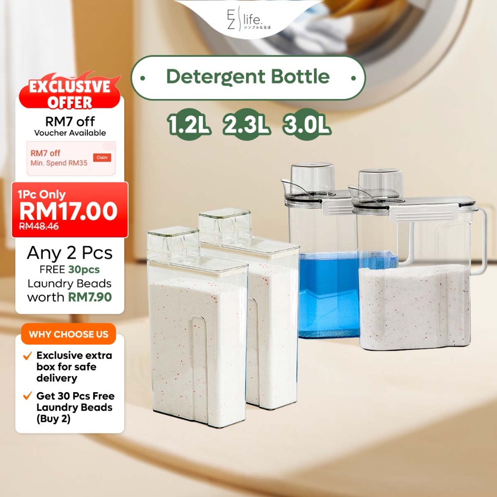 Ez Life 3000ml Laundry Detergent Transparent Bottle Liquid Soap ...