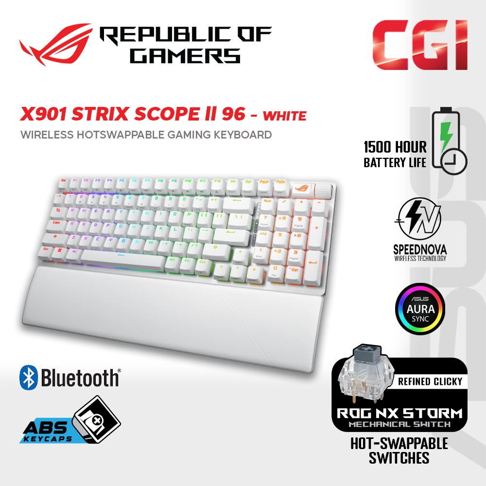 Asus X901 White ROG Strix Scope II 96 NX Storm Mechanical Tri-Mode ...