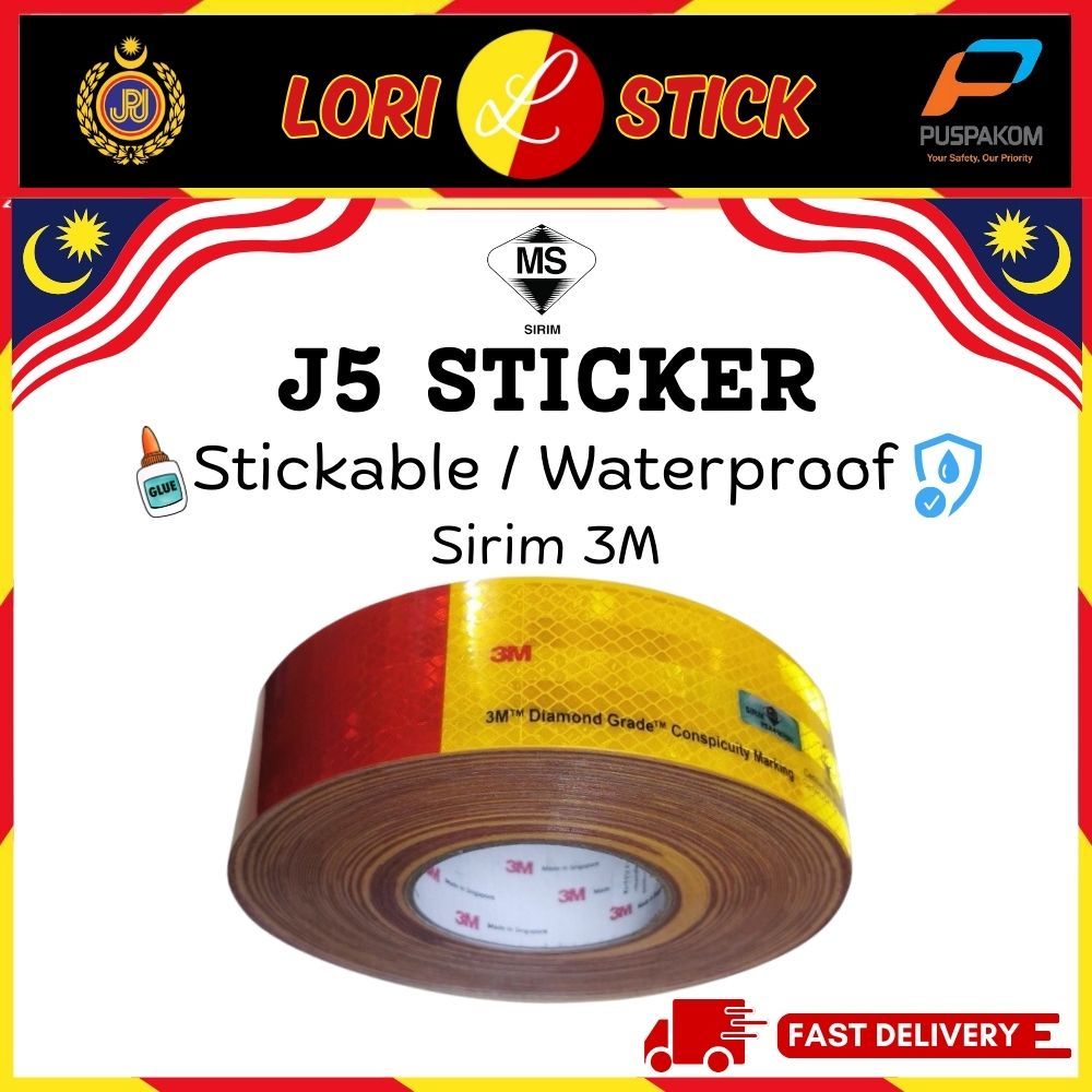 1 Roll 3M Side Marking Reflective Sticker J5/Type 5/Jenis 5 Side ...