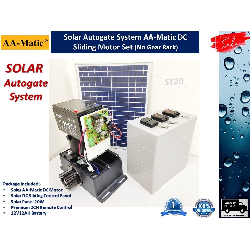 Solar AA-Matic DC Sliding Autogate Motor Set for 550kg Gate - No Gear ...