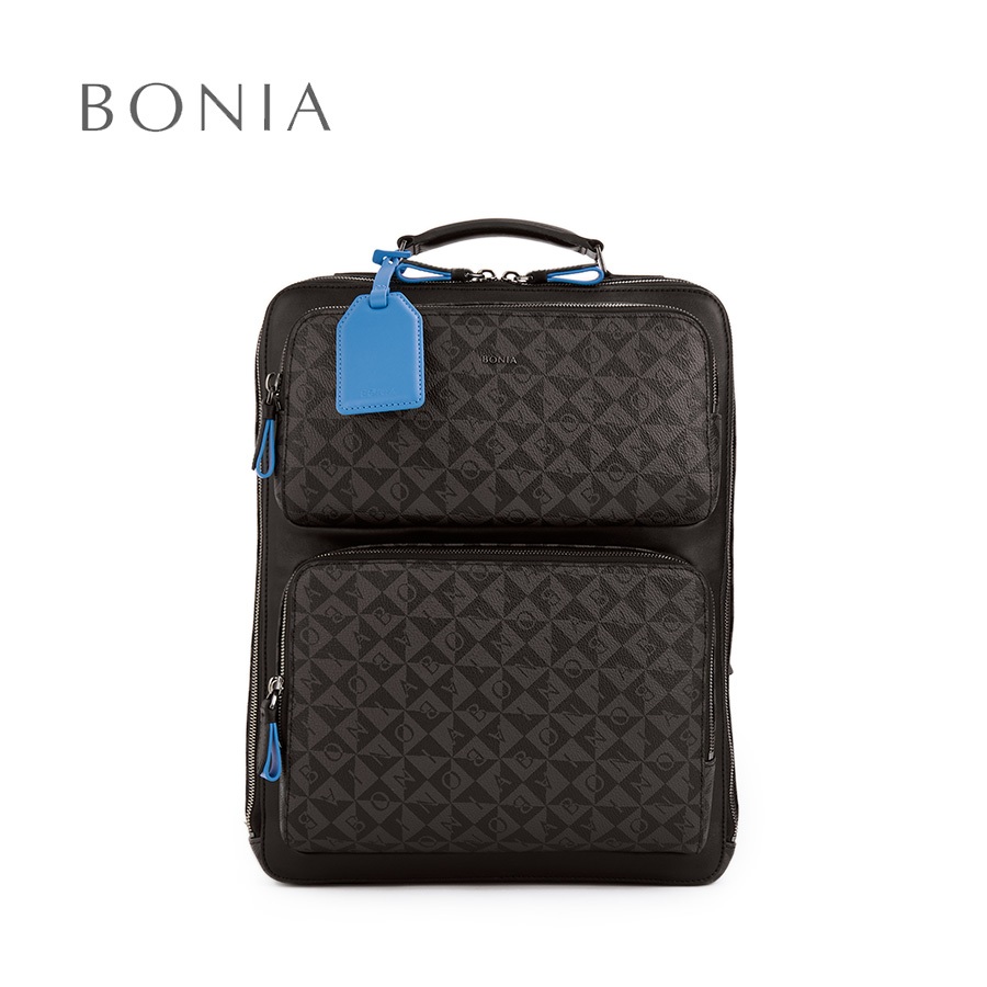Bonia Black Alvaro Monogram Backpack | Shopee Malaysia