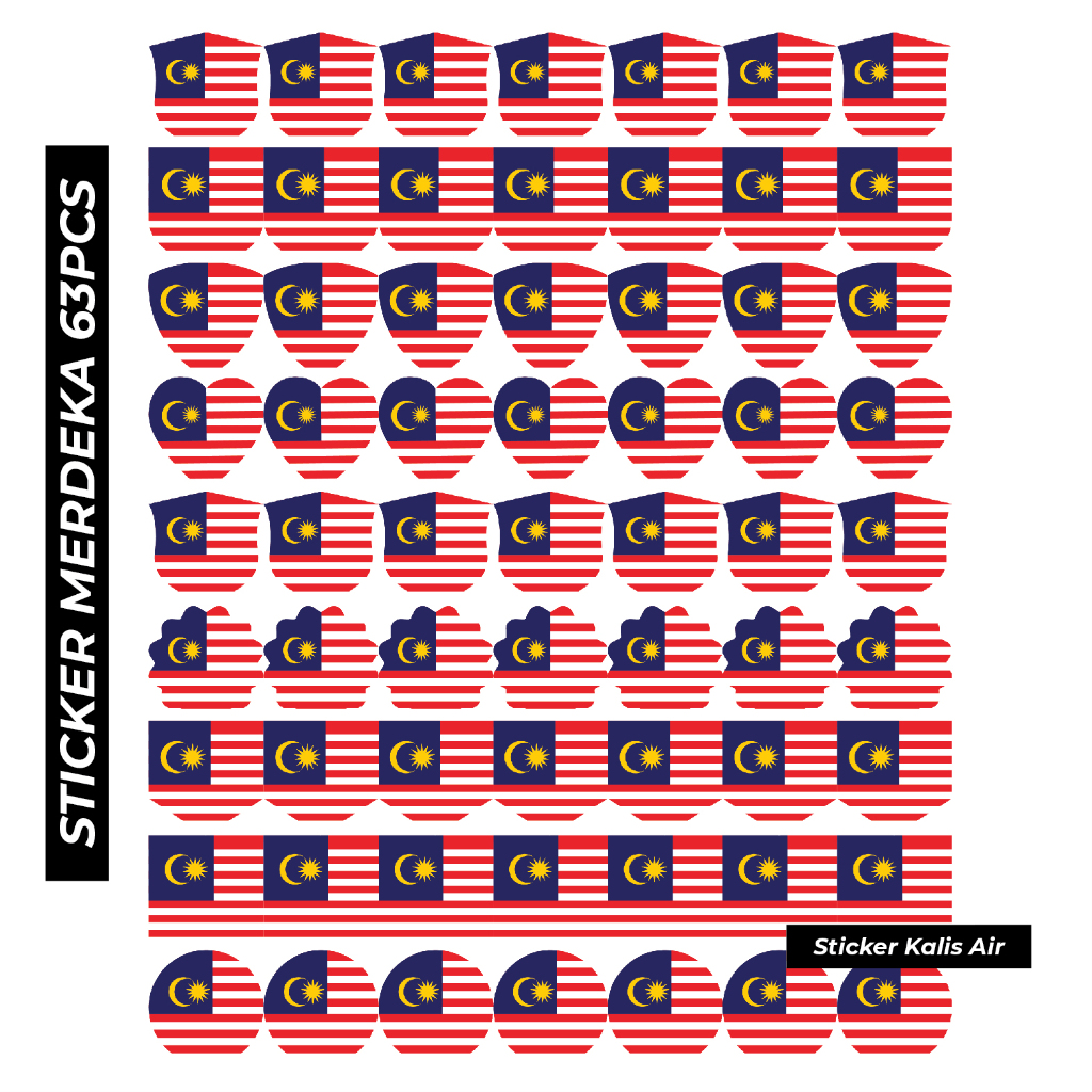 WHITE PP / CLEAR STICKER MERDEKA | 63PCS Sticker Bendera Malaysia ...