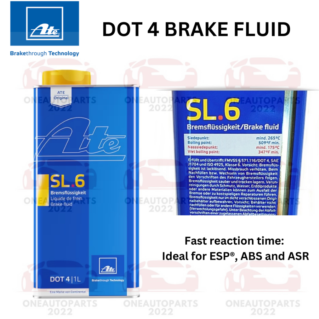 ATE SL.6 SL 6 GERMANY PREMIUM LOW VISCOSITY DOT 4 BRAKE OIL 1LITER ...