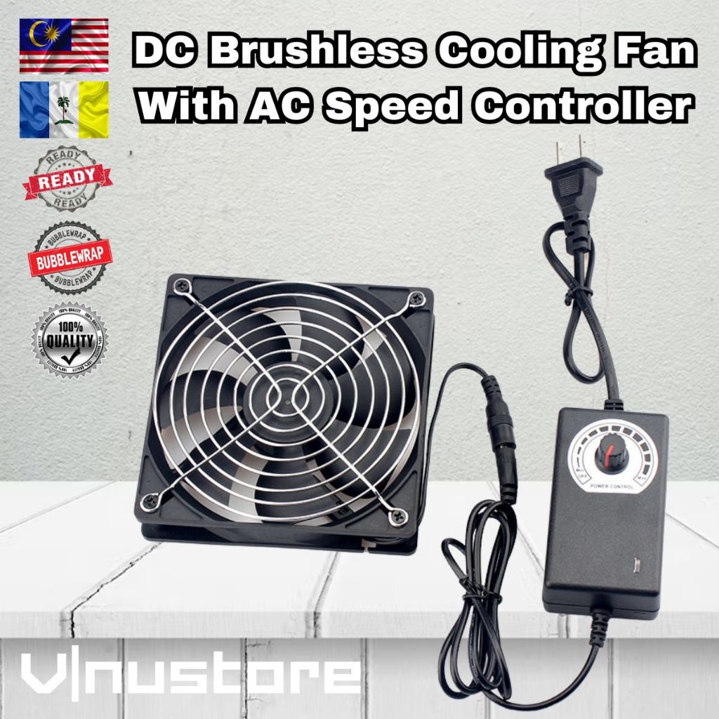 DC Brushless Cooling Fan With AC Speed Controller 240V > 12V Adjustable ...