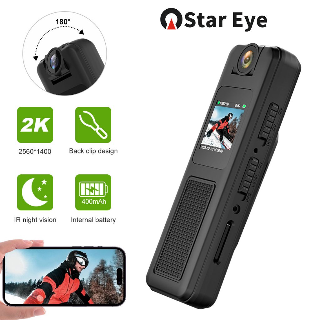 HD Night Vision Wireless Action Camera with LCD Screen for Law ...
