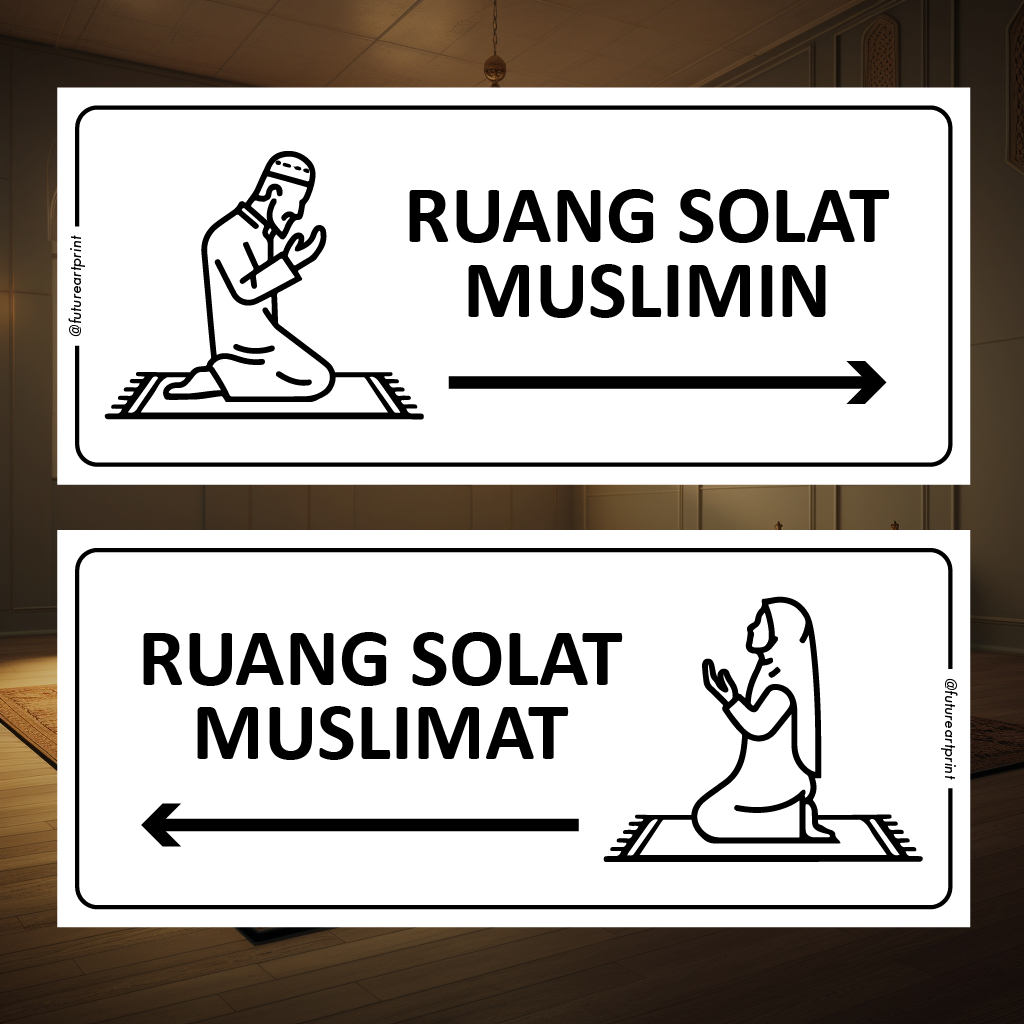 Ruang Solat Muslimin Muslimat. Premium Sticker Sign Signage Room. Arrow ...